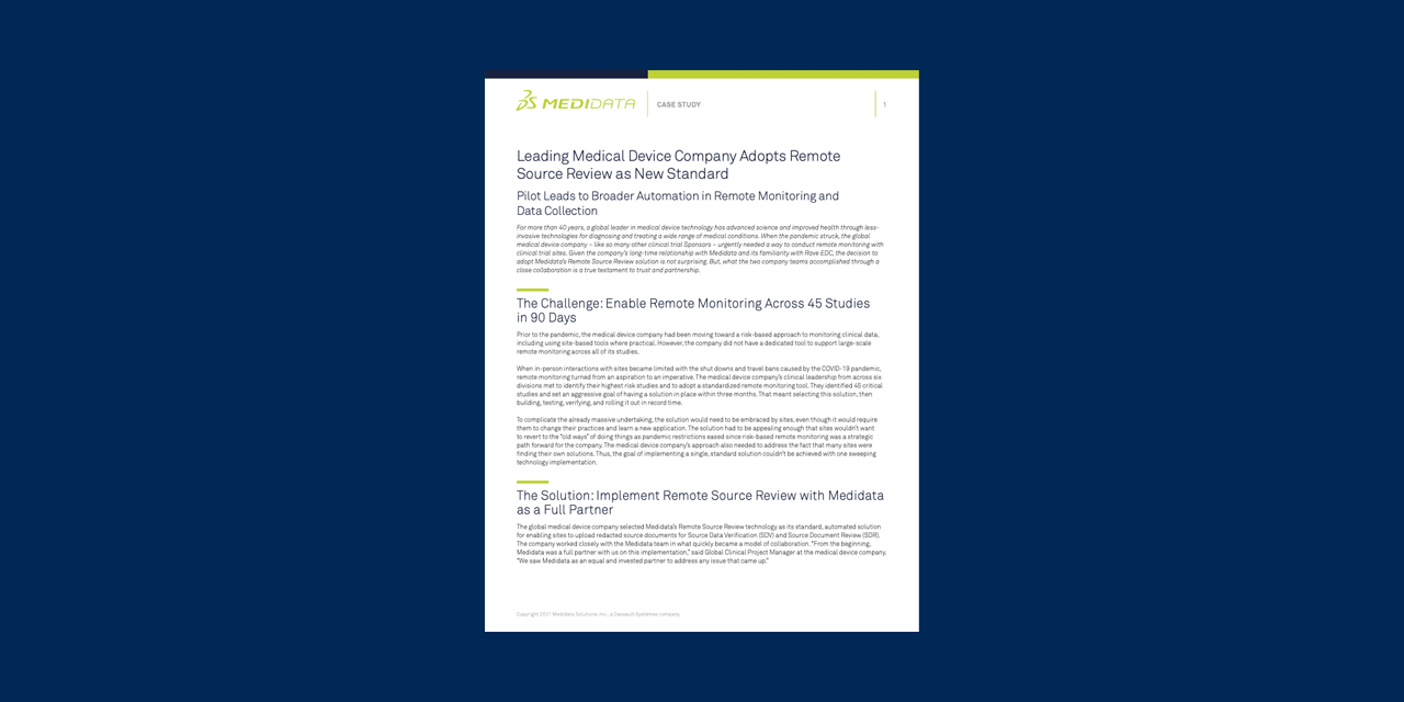 Remote Source Review Implementation Case Study | Medidata Solutions