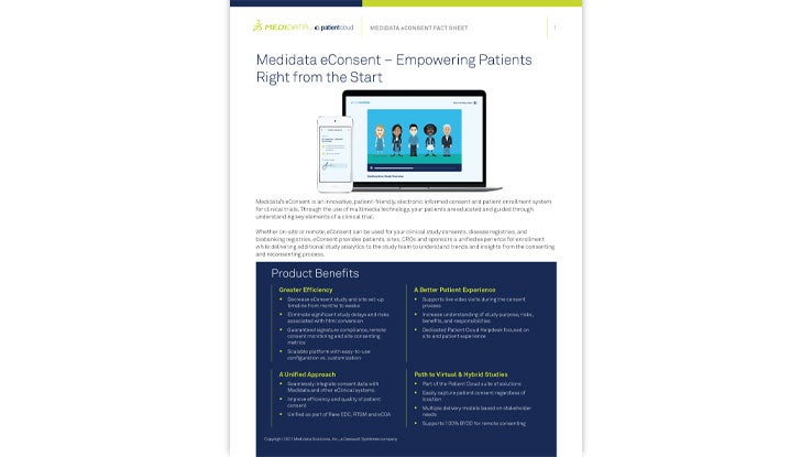 Medidata eConsent Fact Sheet | Medidata Solutions